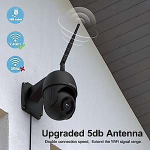 wansview Outdoor Security Camera, 1080P Pan-Tilt 360° Surveillance Waterproof WiFi Cameras, Night Vision, Two-Way Audio, Motion Detection, Remote Access, Compatible with Alexa W9 (Black)