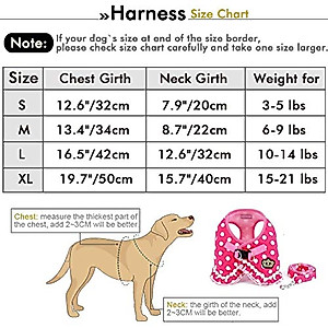 SELMAI Brother cat Dog Small Dog Harness Pink Leash Set Ladies Polka Dot Vest Mesh Padded Lead for Pet Cat Puppy Girls S