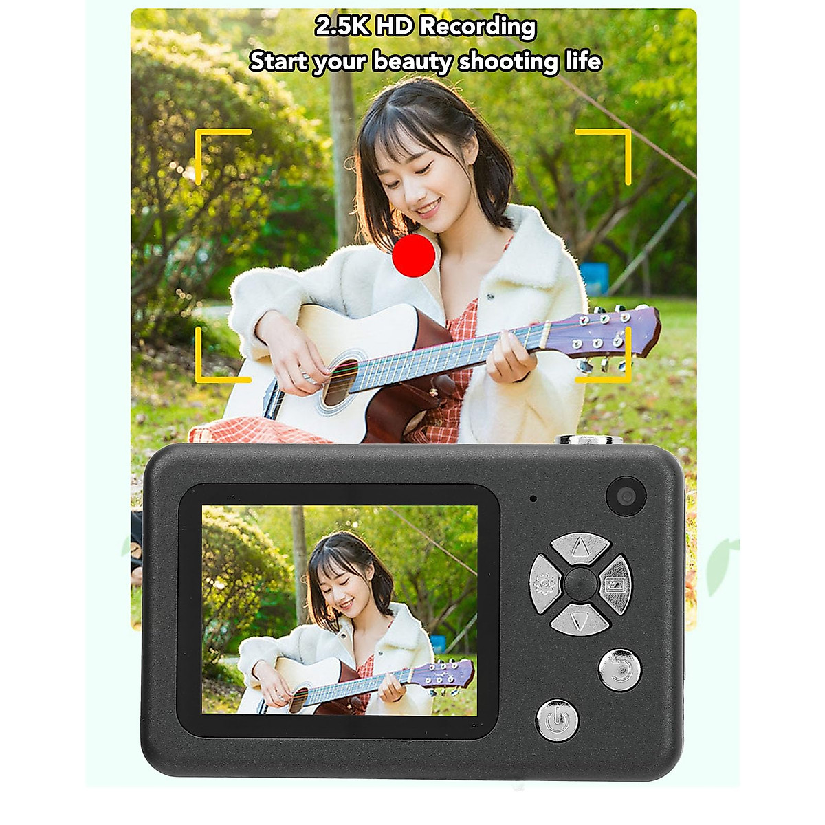 Digital Camera, 48MP 2.5K Digital Camera with 8X Zoom, 2.4 Inch HD Screen, Dual Lens, AF Autofocus, Selfie Camera for Student Christmas Birthday Gifts (Black)