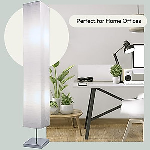 LIGHTACCENTS Honors Paper Floor Lamp 59-Inches Tall - Japanese Style Standing Lamp with Chrome Base and White Paper Shade, On/Off Foot Switch - Floor Lamps for Living Room Decor - Bedroom lamp