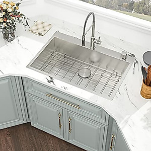 33 Drop In Sink - Kichae 33x22 Kitchen Sink Drop-in Topmount Single Bowl 16-Gauge Stainless Steel Kitchen Sinks Basin