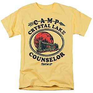 Friday The 13th Game Camp Crystal Lake Counselor T Shirt & Stickers (Large) Banana