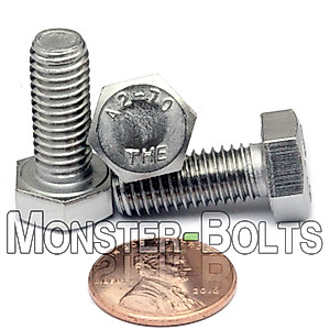 M8-1.25 x 20mm - Qty 10 - Stainless Steel Hex Head Cap Screws (Tap Bolts), Coarse Thread DIN 933 A2 18-8 - MonsterBolts (M8 x 20mm (FT), 10)