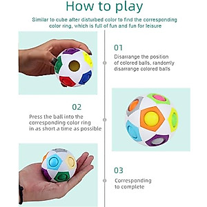 Roxenda Speed Cube Set, Speed Cube Bundle of 2x2 3x3 Pyramid Cube and Magic Rainbow Ball Smoothly Magic Cubes Collection for Kids Teens & Adults [4 Pack] (Stickerless)