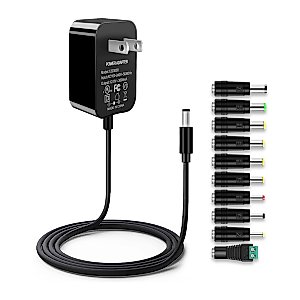 12V 3A Power Supply Adapter AC 100-240V to DC 12 Volt 3 Amp Wall Adapter Manuu UL Listed 36W Transformer with 10 DC Conversion Plug for 2.5A 2A 1.5A 1A 3000mA 2500mA 2000mA 1000mA Power Cord