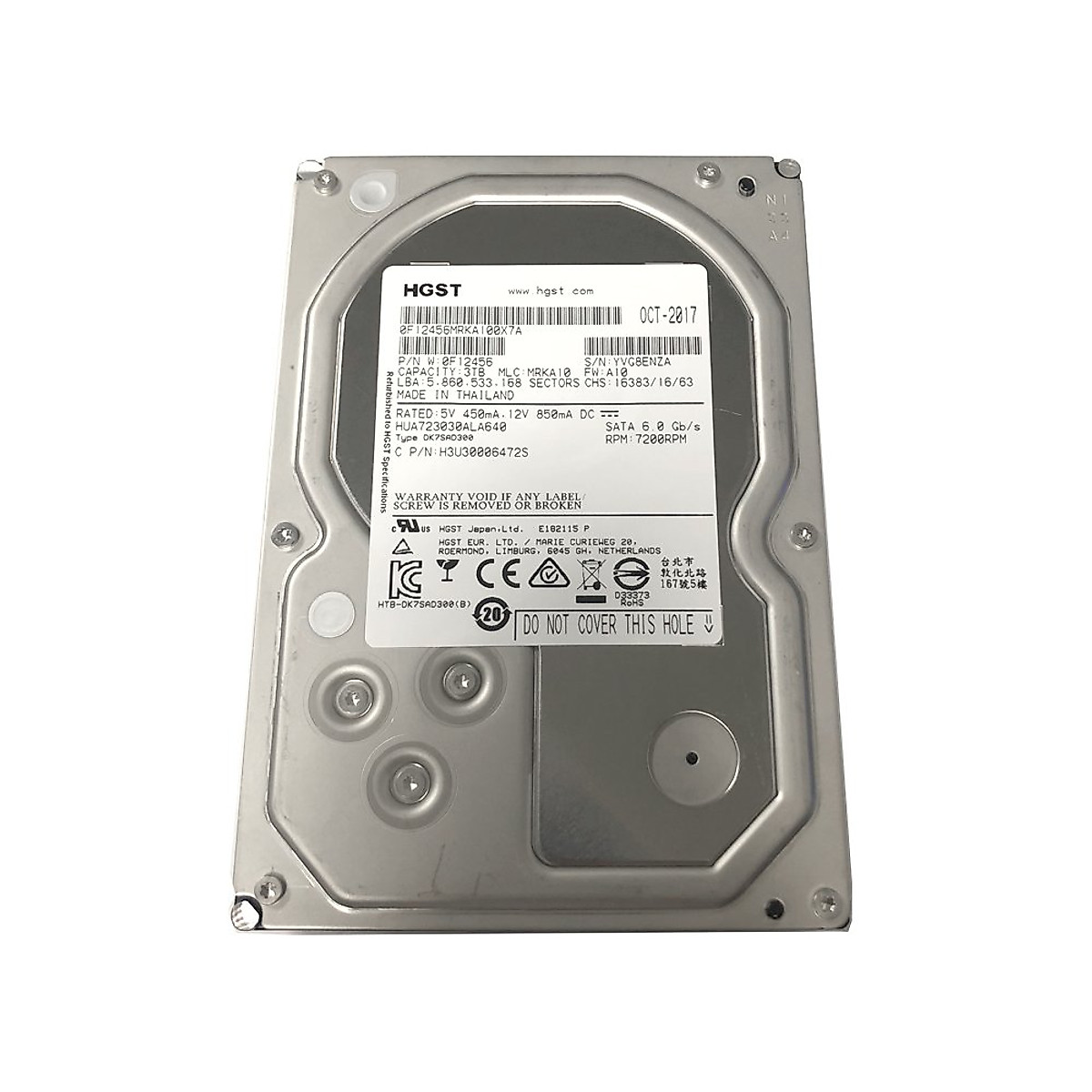 HGST Ultrastar 7K3000 HUA723030ALA640 (0F12456) 3TB 7200RPM 64MB Cache SATA III 6.0Gb/s 3.5in Enterprise Hard Drive (Renewed) - w/3 Year Warranty