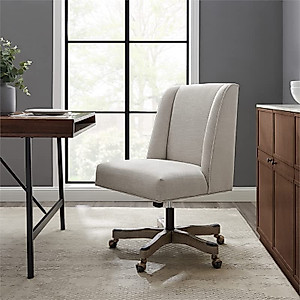 Riverbay Furniture Upholstered Swivel Office Chair in Natural Linen