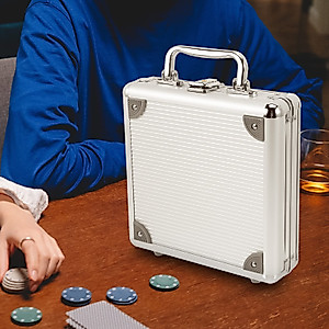 GANAZONO Metal Chip Cases Poker Chip Box Empty Poker Chip Case Alloy Carrier Aluminum Travel Case with Handle for Texas Holdem