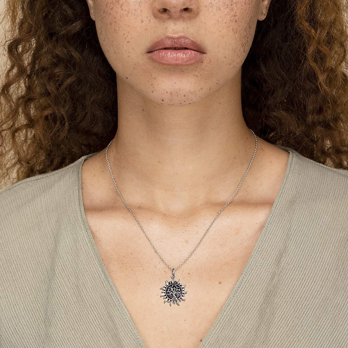 925 Sterling Silver Urn Necklace for Ashes-Sunshine Cremation Keepsake Pendant Tree of Life Ashes Necklace Jewelry Cremation Memorial Gifts for Men Women