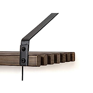 Soduku Pot Pan Rack with Solid Wood Shelf, Wall Mounted Multifunctional Kitchen Hanging Organizer with 8 Hooks for Pots Pans Lids Utensils Cookware Brown