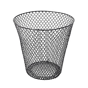 GpahrrDnij Wire Mesh Round Waste Lightweight Trash Can Open Top Wastebasket Recycling Desk Simple Human N Trash Bags 100 Count (Black, 23cmX23cmX15cm)