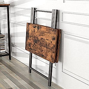 EKNITEY Folding Wooden Card Table - 22" D x 23.6" W Foldable TV Tray Table No-Assembly Industrial Dinner Table Portable Snack Table for Home Use, Picnic, Party, Easy Storage,