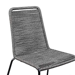 ARMEN LIVING LCSHSICH Shasta Outdoor Metal and Rope Stackable Dining Chair-Set of 2, Gray