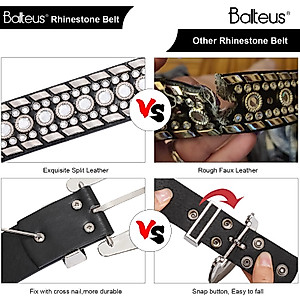 Balteus Women Rhinestone Belt Western Style Cowgirl Cowboy Belt with Studded Diamonds for Jeans Dress Eye-catching