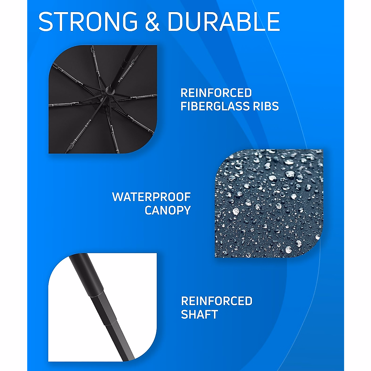 Rain-Mate Compact Travel Stick Umbrella - Pocket Portable Folding Windproof Mini Umbrella - Auto Open and Close Button and 8 Rib Reinforced Canopy