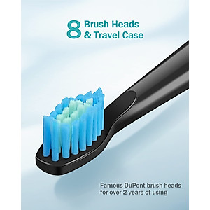 Initio Sonic Electric Toothbrush for Adults, 5 Modes with Smart Timer, 8 Brush Heads & Travel Case Included, Rechargeable Toothbrush, Oral Care Whitening Toothbrush, IT959