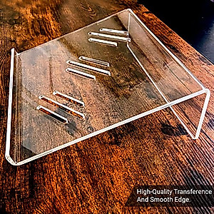 CoolaBoola Acrylic Laptop Stand – Acrylic Laptop Riser with Bonus Acrylic Phone Holder – Portable Clear Computer Stand for Desk, Office, Home – Laptop Stand with Ventilation for up to 16-inch Laptop