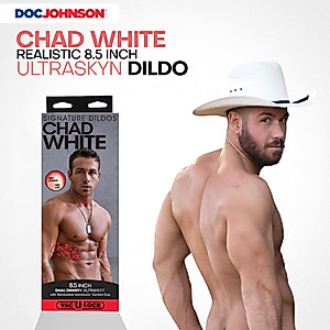 Doc Johnson Signature Series - Chad White - 8.5 Inch Realistic ULTRASKYN Dildo with Removable Vac-U-Lock Suction Cup - F-Machine & Harness Compatible, for Adults Only, Vanilla