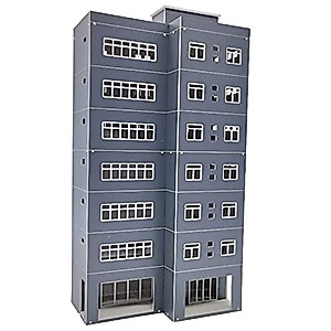ATINGSHOKB HO Scale Building 1:87 DIY Train Railway Modern Tall Business Buildings Office House Assembled Architectural for Model Train Layout (Gray)