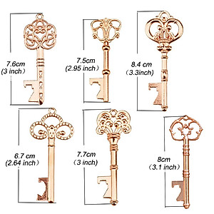 Amajoy 30PCS Skeleton Key Bottle Opener with Escort Tag Card and Twine Favor Bag for Wedding Favors Baby Shower Return Gifts for Guests Party Favors (Rose Glod)