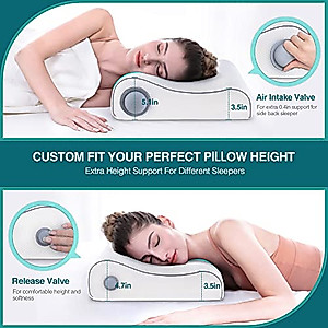 willai Cervical Pillow for Neck Pain,Adjustable Neck Support Pillow with Inflatable Tube,Contour Orthopedic Neck Pillows for Sleeping,Best Firm Memory Foam Pillow for Side Back Sleepers.