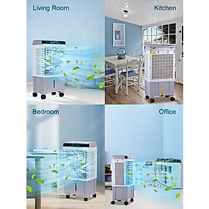 Landeagle Swamp Cooler, 1800CFM Evaporative Cooler with 5.3-Gal Water Tank, Cooling Fan with 3 Speeds, Remote Control, 12H Timer, Evaporative Air Cooler for Indoor Room Bedroom Use