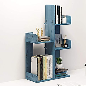Shelf Bookshelf Magazine Rack Partition Stratification Storage Rack Desktop Office Desk Home Dormitory 40X18X71CM MUMUJIN (Color : Blue)