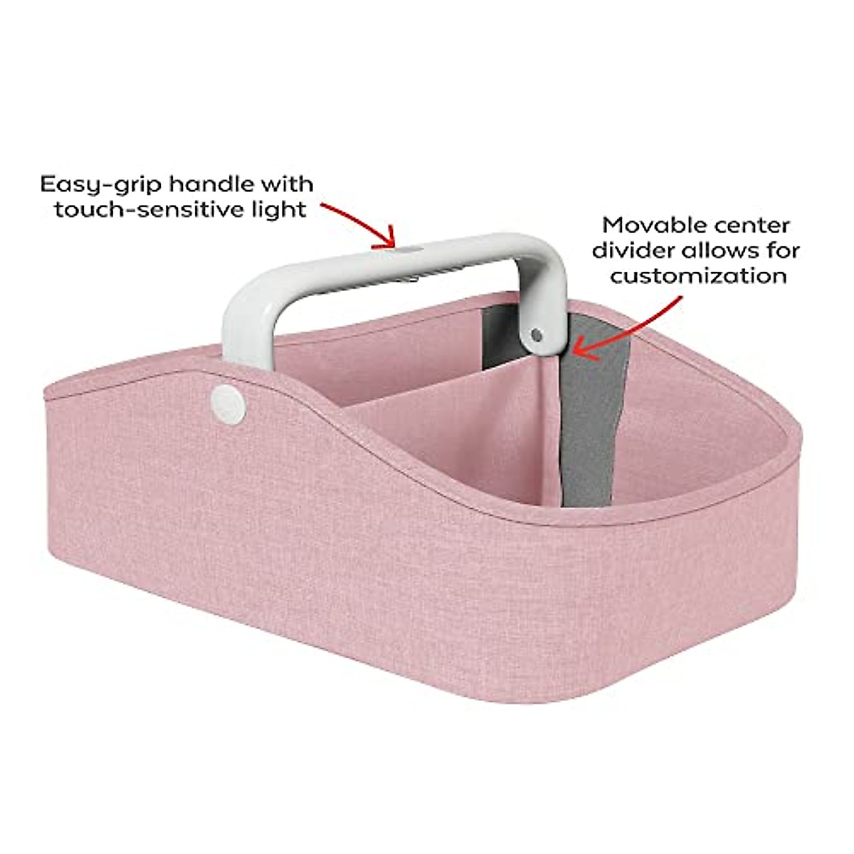 Skip Hop Diaper Caddy Organizer with Touch Sensor Night Light, Nursery Style, Pink Heather