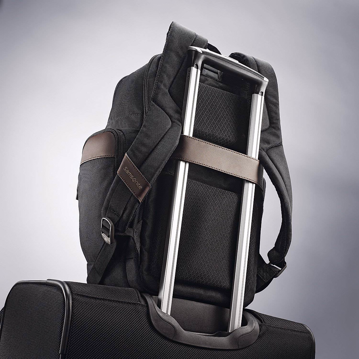 Samsonite Kombi 4 Square Backpack with Smart Sleeve, Black/Brown, 15.75 x 9 x 5.5-Inch