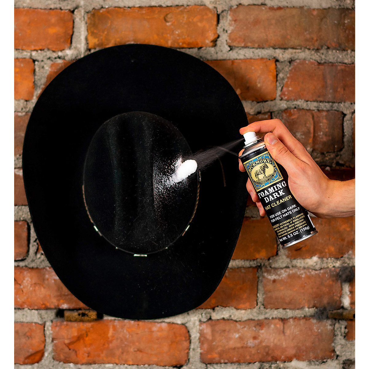 Bickmore Foaming Dark Hat Cleaner | Remove Dirt, Dust, Fingerprints & Sweat Stains - Great for Fur - Felt Cowboy Hats, Baseball Hats & More