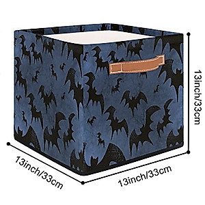 13x13x13 Storage Cube Bins Horror Night Fabric Storage Cubes 13 inch Collapsible Storage Bins Cubby Storage Baskets for Organizing Shelf Cabinet Bookcase Boxes