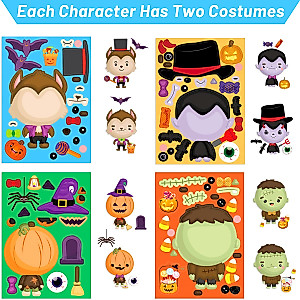 48 Pcs Make Your Own Halloween Sticker Sheets for Kids Home Classroom Party Favor Games Art Craft School Rewards