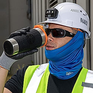 Klein Tools 55580 Stainless Steel Tumbler with Flip-top Lid, Insulated 20 oz. Tradesman's Double Wall Vacuum Mug, Slip-resistant Sleeve