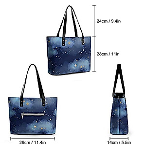 Womens Handbag Stars And Clouds Leather Tote Bag Top Handle Satchel Bags For Lady