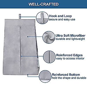 SPRINGSPIRIT Crib Skirt with Lovely Pompoms & Diaper Organizer Hanging Diaper Stacker Light Grey