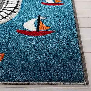 Safavieh Carousel Kids Collection Area Rug - 4' Square, Grey & Ivory, Non-Shedding & Easy Care, Ideal for High Traffic Areas for Boys & Girls in Playroom, Nursery, Bedroom (CRK192F)