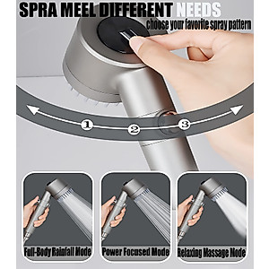 Shower Head with Handheld, Shower Heads High Pressure, High Flow Even with Low Water Pressure-Hand Held Showerhead Set,3 Modes Filtered Showerhead with 59″Replacement Hose/Bracket/Cotton Filters