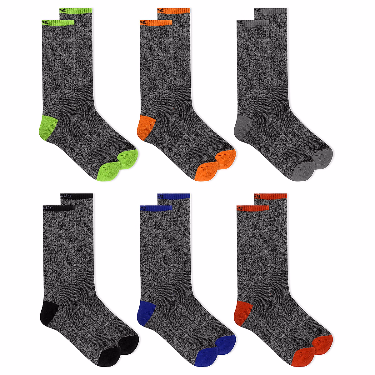 Chaps mens Solid Crew With Logo (6 Pack) Casual Sock, Grey Assorted, 6 12 US