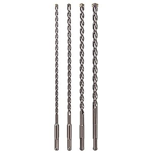 Sabre Tools 4-Piece 12in SDS Plus Drill Bit Set, Carbide Tipped, Rotary Hammer Drill Bits for Brick, Stone, Concrete (1/4" x 12", 5/16" x 12", 3/8" x 12", 1/2" x 12")