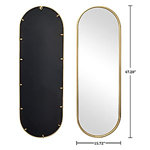VVK Gold Full Length Oval Mirror for Wall, 47" Antique Mirror, Mirror Circle with Gold Metal Frame, Wall Mounted Mirror Perfect for Your Kitchen, Locker Room, Bedroom, Living Room and Hallway-1
