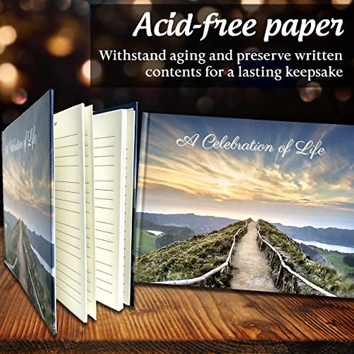 Funeral Guest Book | Memorial Guest Book | Guest Book for Funeral Hardcover | Guestbook for Sign in, Celebration of Life Memorial Service | Funeral Guest Sign Book with Memory Table Card Sign Included (Mountain Top)