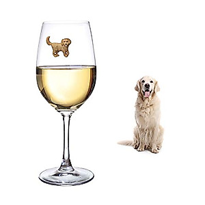 Simply Charmed Dog Wine Charms or Magnetic Glass Markers for Stemless Glasses - Great Birthday or Hostess Gift for Dog Lovers - Set of 6 Cute Puppy Glass Identifiers