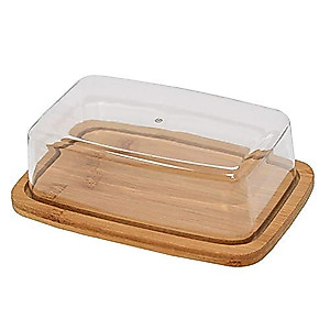 Bamboo Butter Dish With Dome Lid Cheese Server Sliced Vegetable Tray