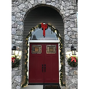 Rocky Mountain Goods Red Christmas Bow Extra Large 35” by 18” - 11 Looped Waterproof Velvet Large Outside Bow - Bow for car, Door, House - Jumbo Red Bow with Attachment for Hanging (1)