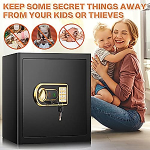 2.3 Cubic Fireproof Safe with Digital Keypad Key, Anti-Theft Safes Fireproof Waterproof with Fireproof Document Bag, Security Home Safe Box for Pistol Money Medicine Important Documents