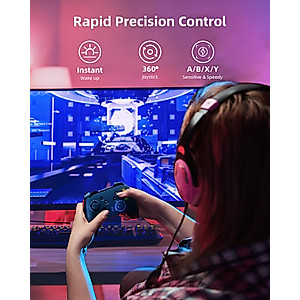 Forty4 Wireless Gaming Controller, Game Controller for PC Windows 7/8/10/11, PS3, Switch, Dual-Vibration Joystick Gamepad for Computer