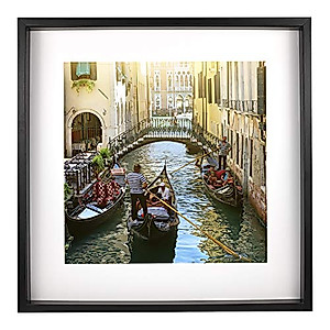 BD ART 20 x 20 (19.68x19.68) Inch 3D Box Picture Frame Black with Mount 15.75x15.75 inch Plexiglass Depth 1.18 inch