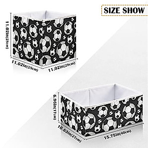 Ollabaky Closet Storage Bin Cute Soccer Balls Fabric Storage Cube Collapsible Waterproof Basket Box Toy Bin Clothes Organizer for Shelves Drawers, S