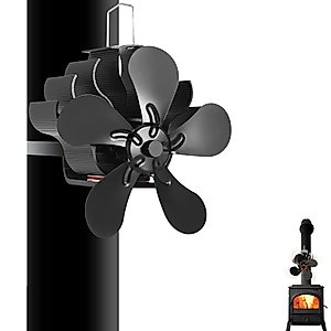 Fireplace Fans, 5 Blades Heat Powered Stove Fan, Wood Stove Fans for Stoves & Fireplaces Silent Heat Powered Fireplace Fan,No Electricity Required for Wood/Log Burner (5 Blades Fan)