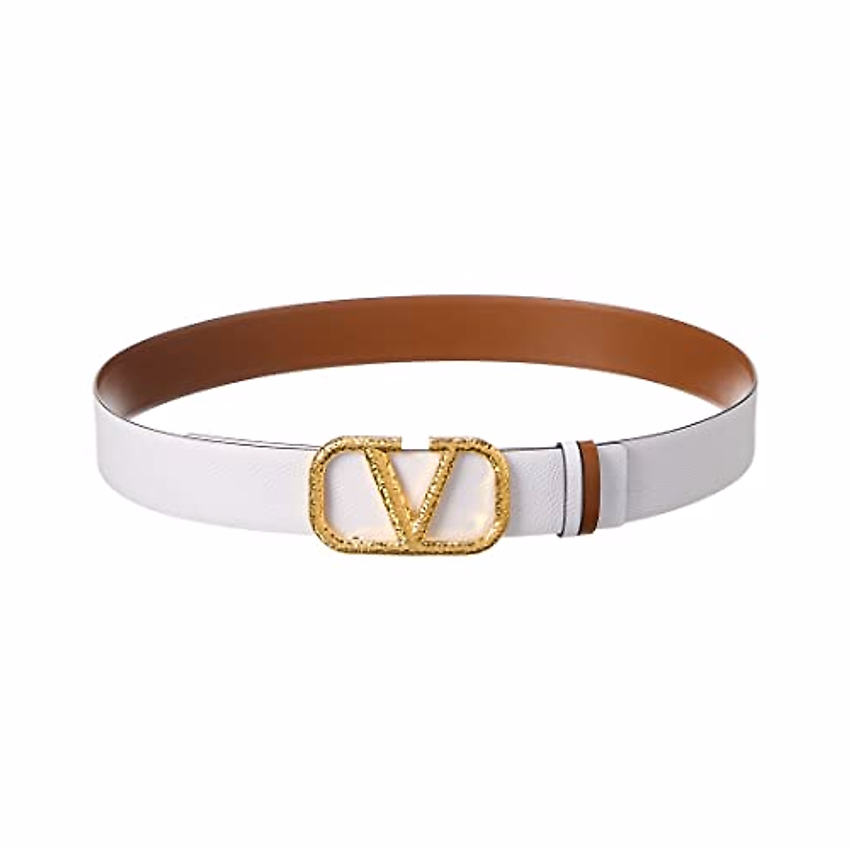 Valentino Vlogo Reversible Leather Belt, 70, Brown